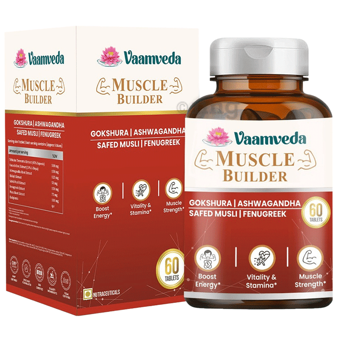 Vaamveda Muscle Builder Tablet || Safed Musli,Gokshura,Kaunch Beej ...
