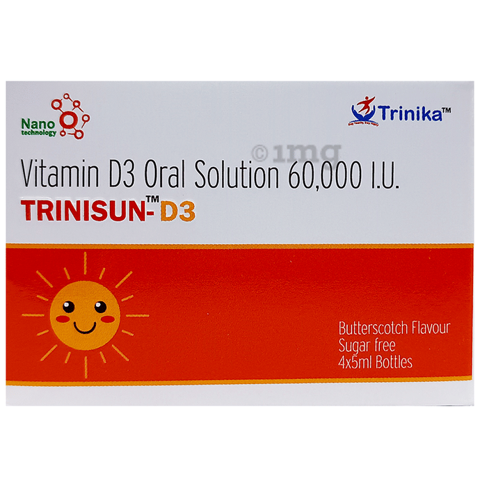 Trinisun-D3 Oral Solution (5ml Each) Butterscotch Sugar Free: Buy box ...