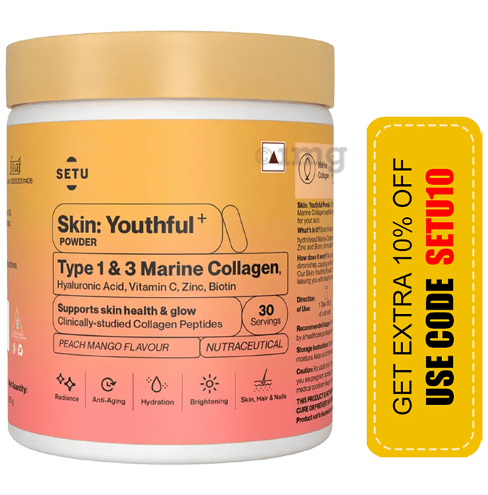 Setu Skin: Youthful+ Marine Collagen Powder (200gm Each) Peach Mango ...