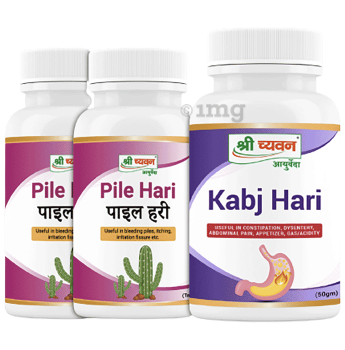 Shri Chyawan Combo Pack of Pile Hari Tablet (2) & Kabj Hari Powder ...