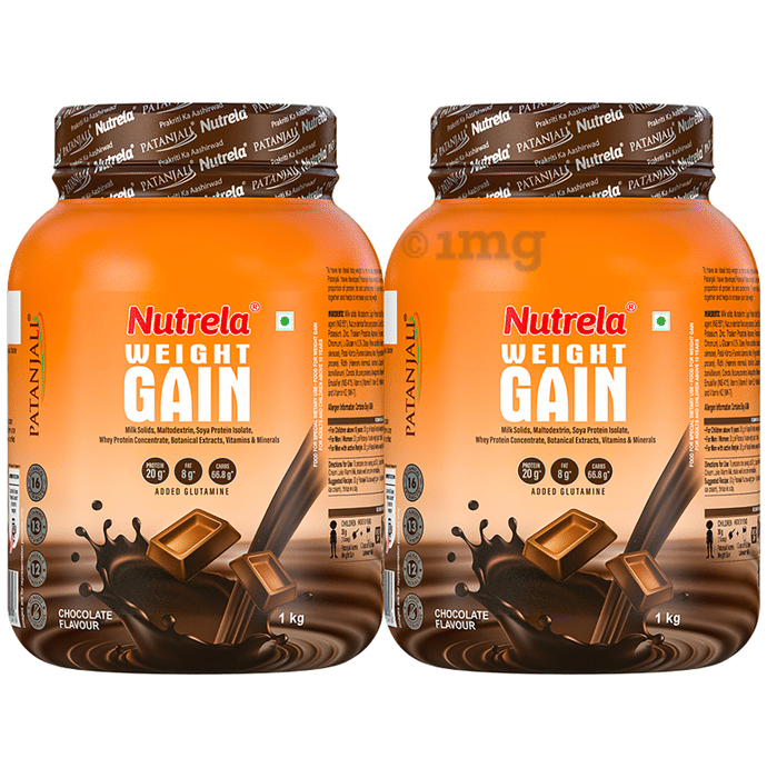 Patanjali Nutrela Weight Gain Powder (1kg Each) Chocolate: Buy combo ...