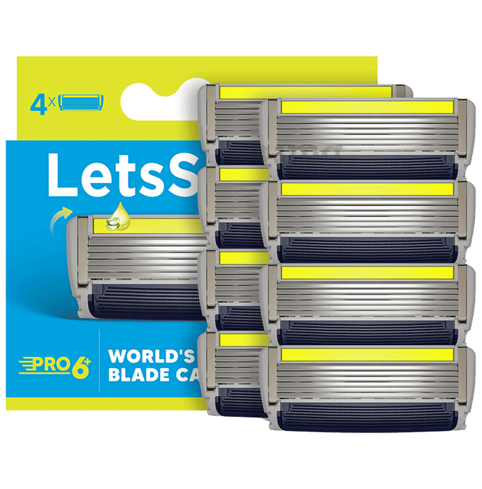 LetsShave Pro 6 Plus Lite Face & Head Shaving Razor Blade Refills for ...