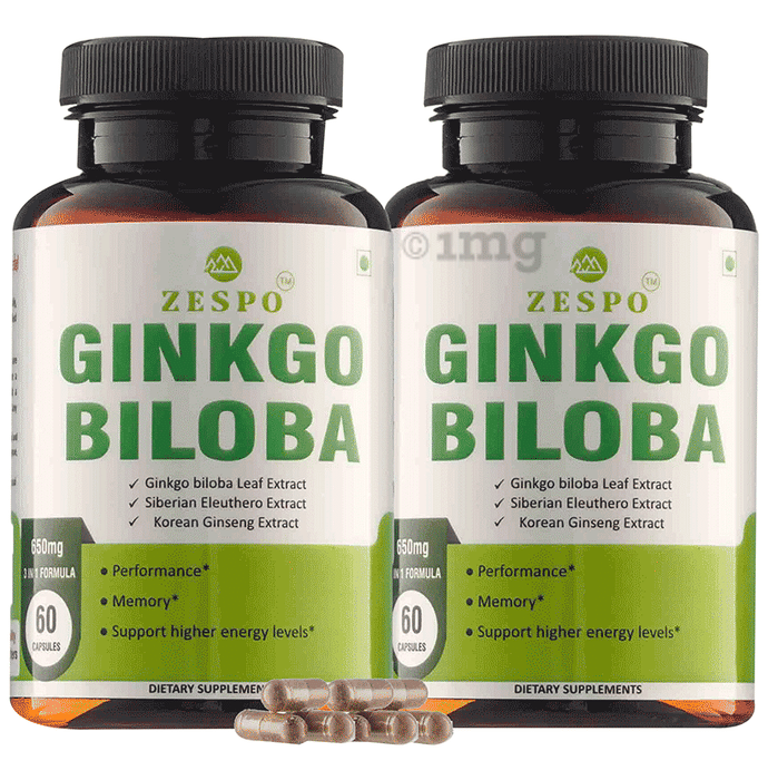 Zespo Gingo Biloba Capsule (60 Each): Buy combo pack of 2.0 bottles at best price in India | 1mg