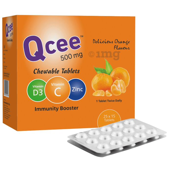 Qcee 500mg Chewable Tablet Orange Flavour (15 Each): Buy combo pack of ...