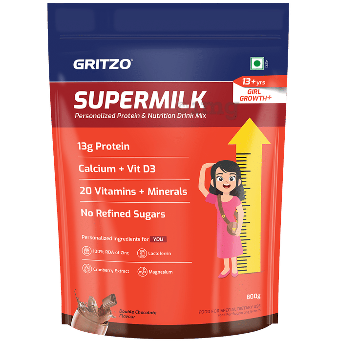 Gritzo Supermilk Growth+ Powder for 13+ Yrs Girl Double Chocolate: Buy ...