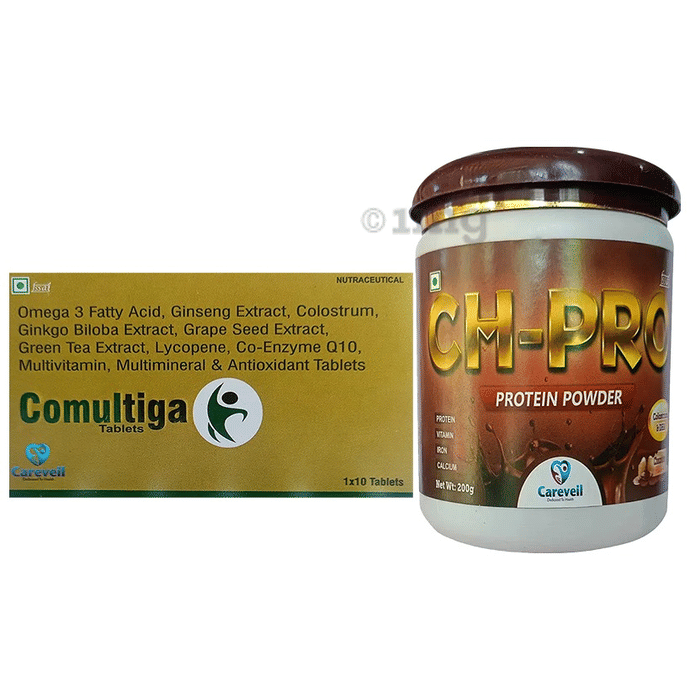 Combo Pack of Comultiga Tablets (10) & CH-Pro Protein Powder (200gm ...