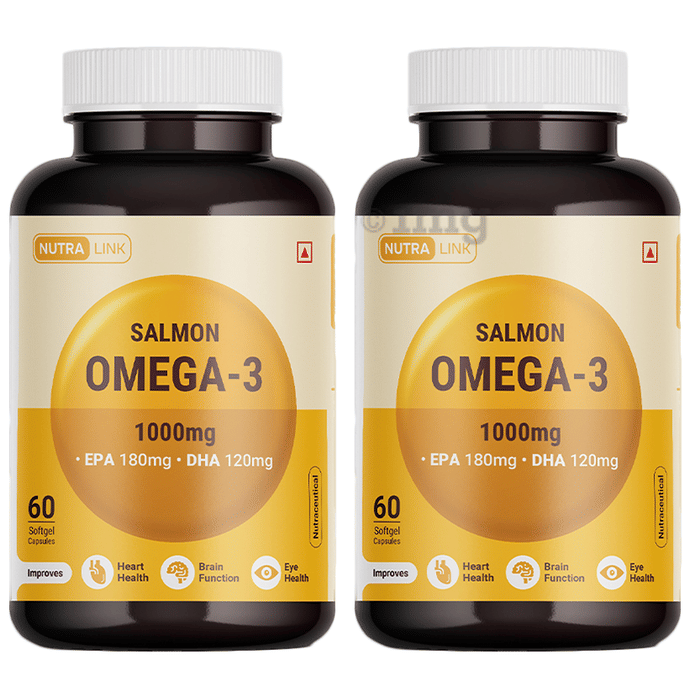 Nutralink Salmon Omega-3 1000mg | Fish Oil Capsules for Heart, Brain ...