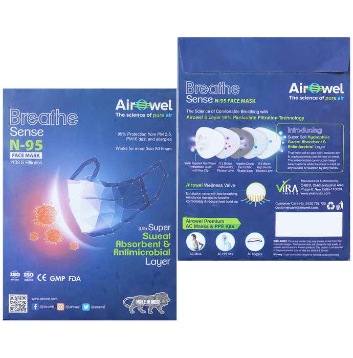 Air O Wel Breathe Sense N-95 Face Mask: Buy box of 1.0 Mask at 𝗯𝗲𝘀𝘁 ...