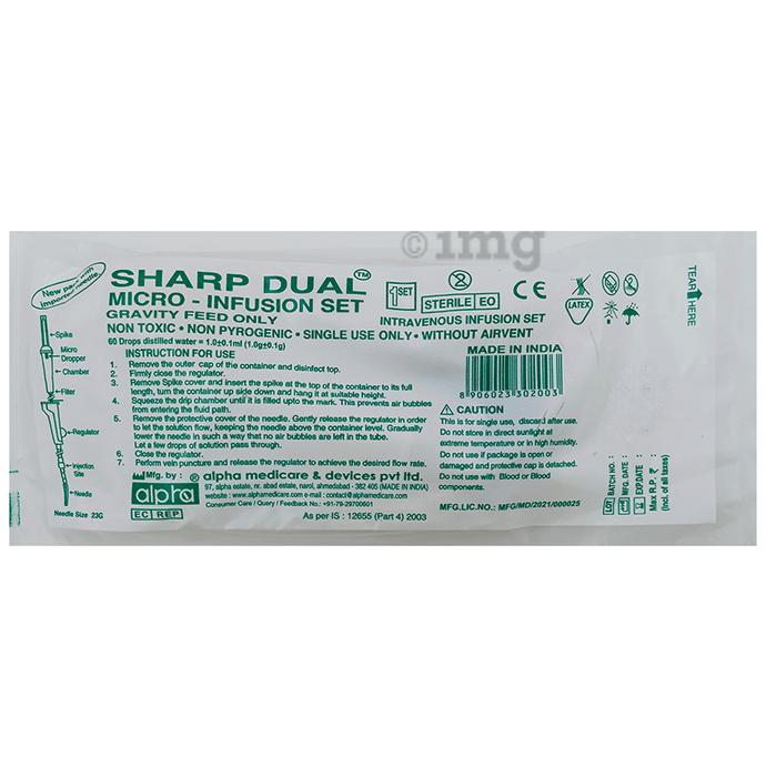 Alpha Sharp Dual Micro-Infusion Set: Buy packet of 1.0 Unit at 𝗯𝗲𝘀𝘁 ...