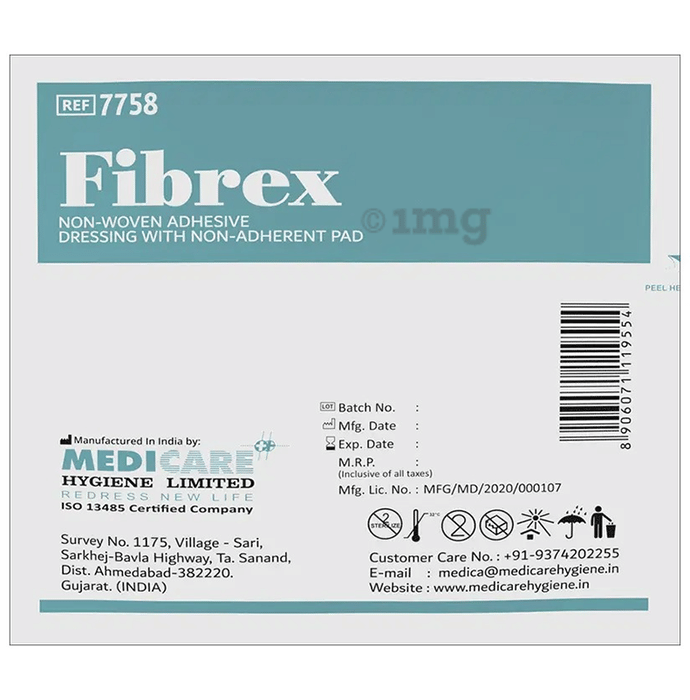 Medica Fibrex Non-Woven Adhesive Dressing With Non-Adherent Pad 10cm x ...