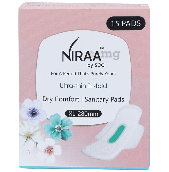 Niraa by SDG Ultra-Thin Tri-Fold Dry Comfort | Sanitary Pads 280mm XL: Buy box of 15.0 units at ...