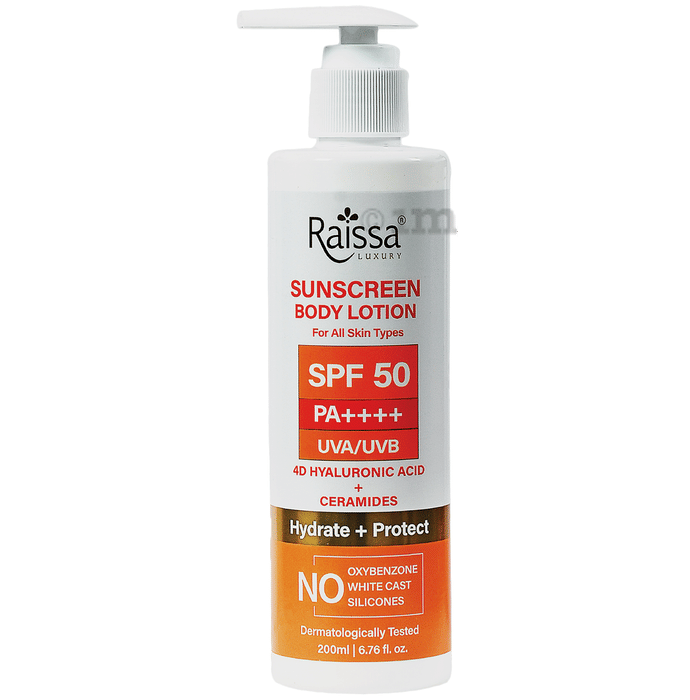 Raissa Luxury Sunscreen Body Lotion SPF 50 PA++++: Buy pump bottle of ...