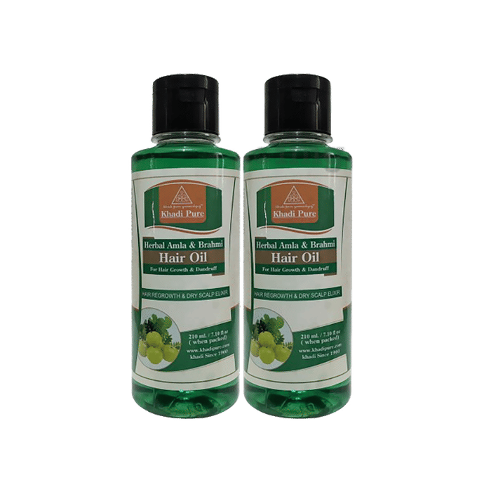 Khadi Pure Herbal Amla & Brahmi Hair Oil (210ml Each): Buy combo pack of 2 bottles at best price ...