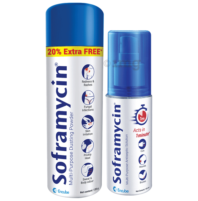 Combo Pack of Soframycin Multi-Purpose Dusting Powder (120gm) & Multi ...