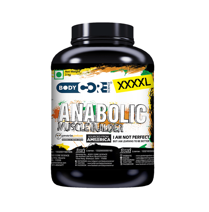 Body Core Science XXXXL Anabolics Muscle Builder Powder Mango: Buy jar ...