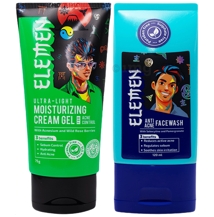 Combo Pack of Elemen Anti Acne Face Wash (120ml ) & Ultra-Light ...