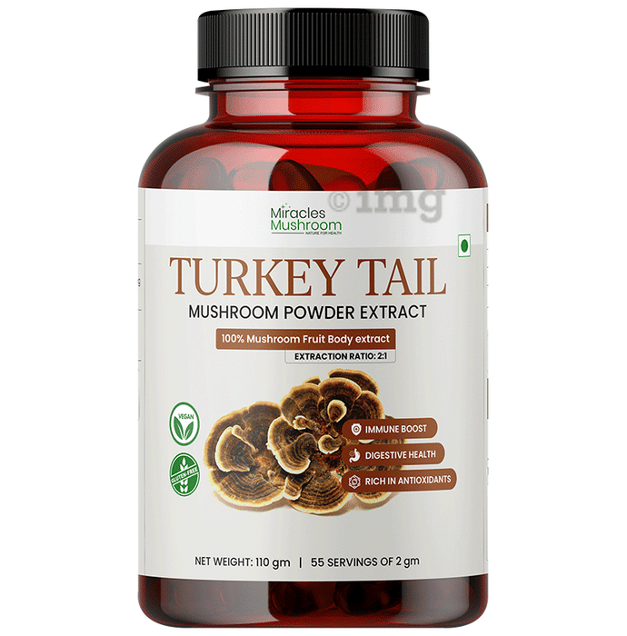 Miracles Mushroom Turkey Tail Mushroom Extract Powder Gluten Free: Buy ...