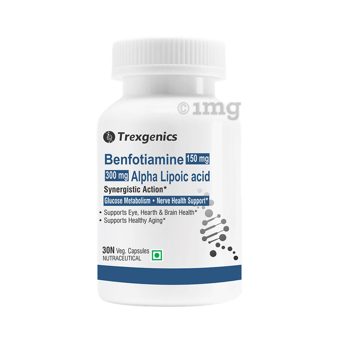 Trexgenics Benfotiamine 150mg Alpha Lipoic acid 300mg Veg Capsule: Buy ...