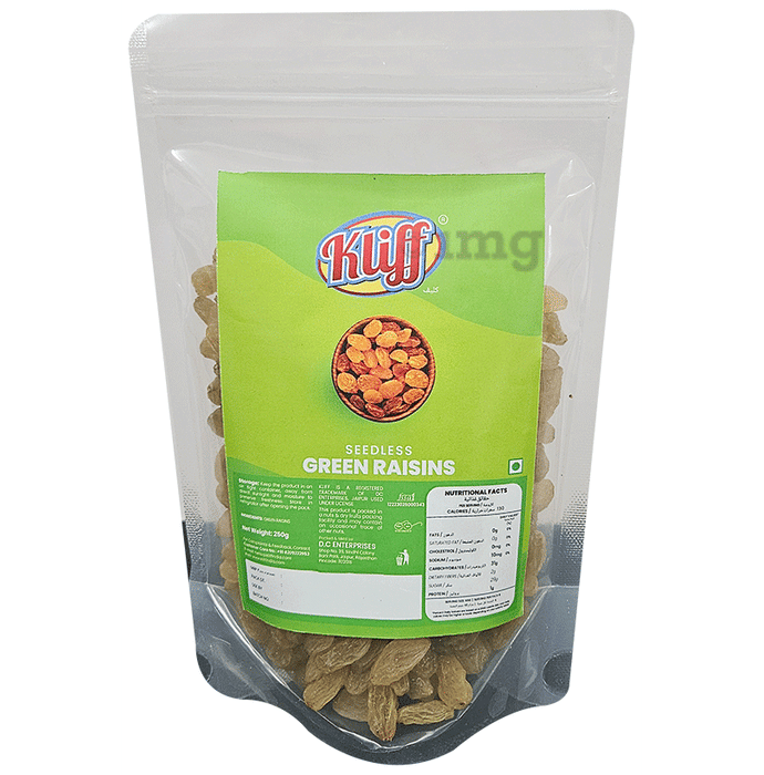 Kliff Seedless Green Raisins: Buy packet of 250.0 gm Nuts at best price ...