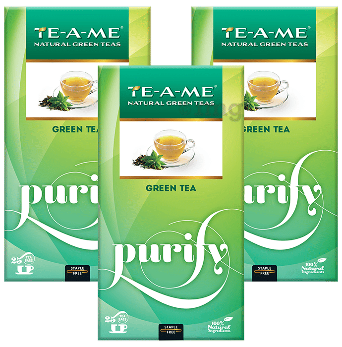 TE-A-ME Purify Natural Green Tea Bags (25 Each): Buy combo pack of 3.0 ...