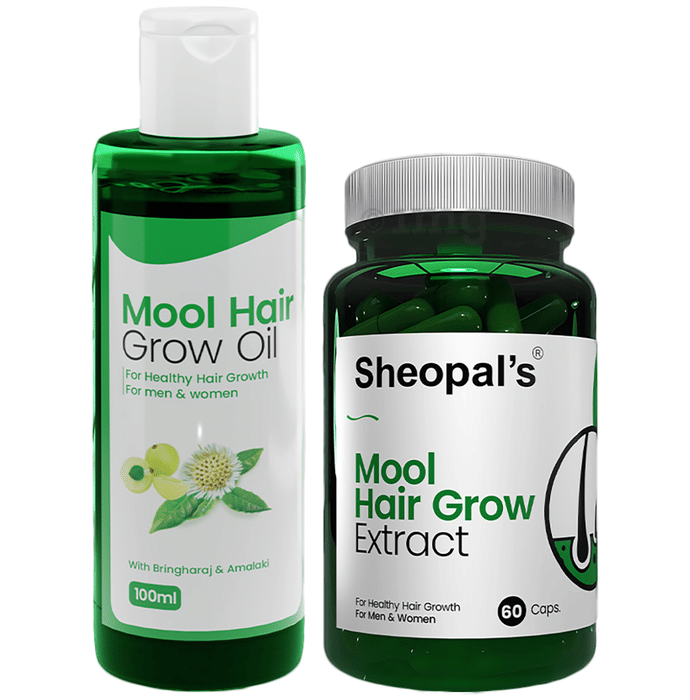 Sheopal's Combo Pack of Mool Hair Grow Oil (100ml) & Mool Hair Grow ...