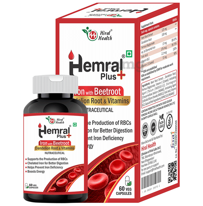 Hiral Health Hemral Plus Veg Capsule (60 Each): Buy combo pack of 2 ...