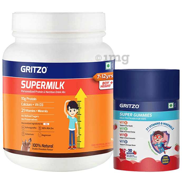Gritzo Combo Pack of Supermilk 7-12 Yrs Boy Height+ Double Chocolate ...