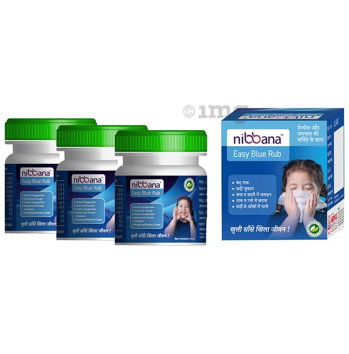 Nibbana Easy Blue Rub for Cold and Cough (25ml Each): Buy combo pack of ...