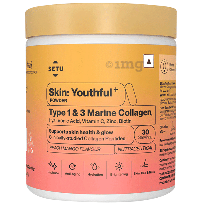Setu Skin: Youthful+ Marine Collagen Powder (200gm Each) Peach Mango ...