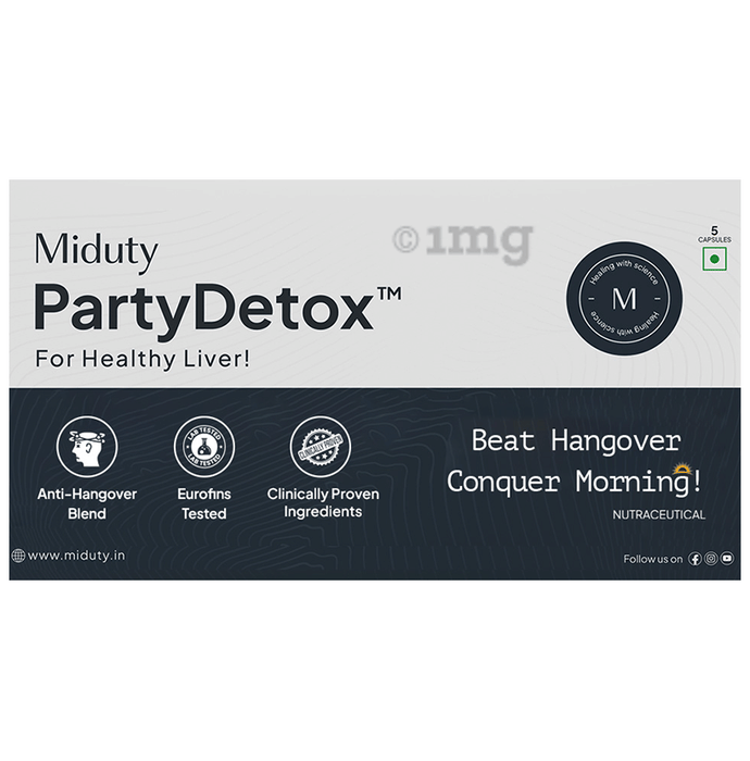 Miduty Party Detox Anti Hangover Formula to Party Smart: Buy strip of 5 ...