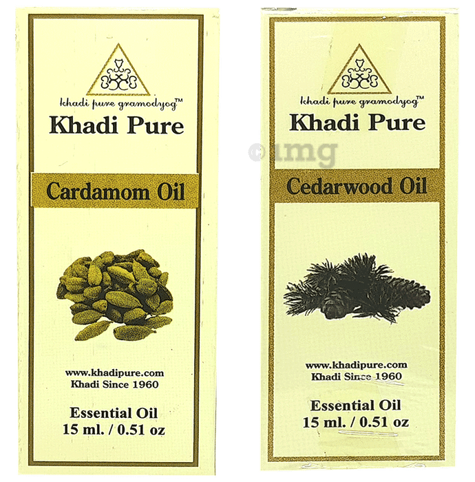 Khadi Pure Combo Pack of Cardamom Oil & Cedarwood Oil (15ml Each): Buy ...