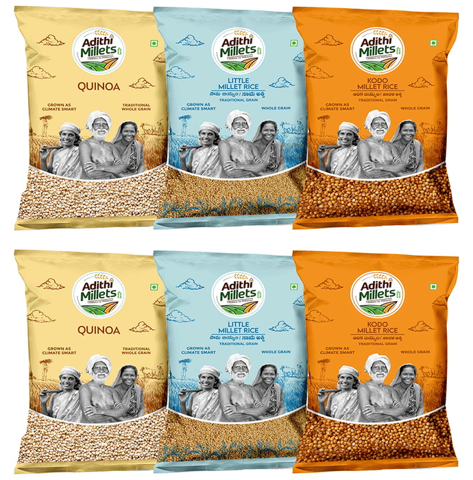 Adithi Millets Combo Pack of 2 Quinoa 500g ,2 Little 500g,2 Kodo 500g ...