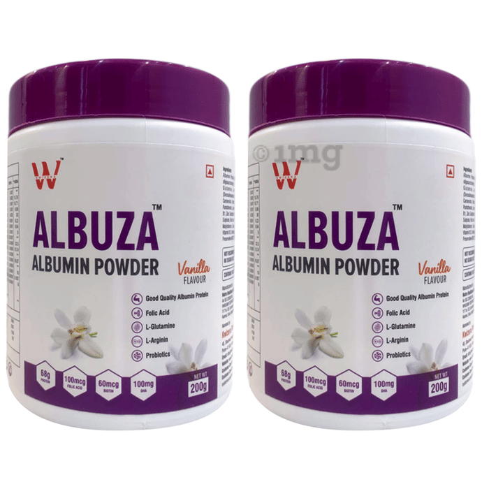 Albuza Albumin Powder (200gm Each) Vanilla: Buy combo pack of 2.0 jar ...