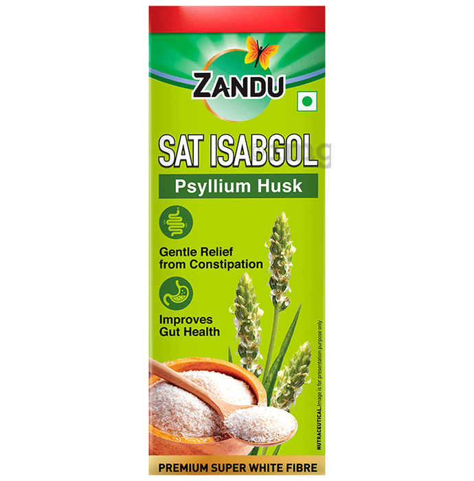 Zandu Sat Isabgol Psyllium Husk | Premium Super White Fibre for ...