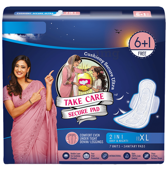 Take Care Ultra Cushiony Secure Sanitary Pads (7 Each) XL: Buy box of 1 ...
