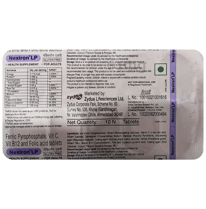 Nexiron LP+ Tablet: Buy strip of 10.0 tablets at 𝗯𝗲𝘀𝘁 𝗽𝗿𝗶𝗰𝗲 in India | 1mg