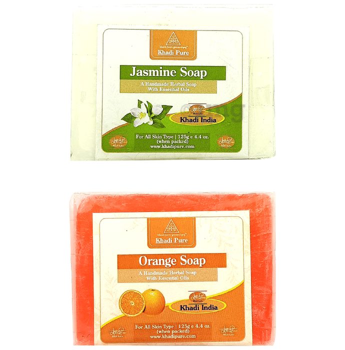 Khadi Pure Combo Pack of Jasmine Soap & Orange Soap (125gm Each): Buy ...