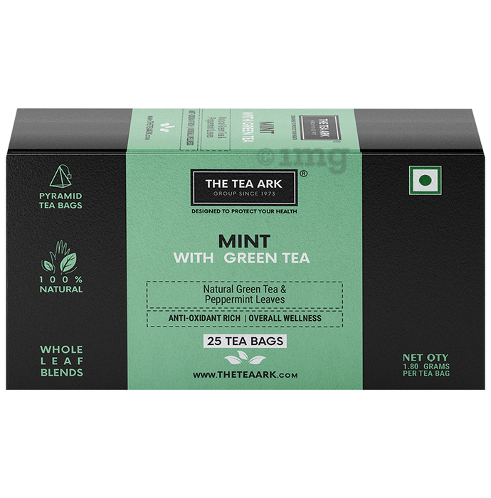The Tea Ark Mint Green Tea Bags | Individually Wrapped Pyramid Tea Bags ...