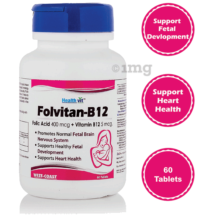 HealthVit Folvitan-B12 Tablet: Buy bottle of 60.0 tablets at 𝗯𝗲𝘀𝘁 𝗽𝗿𝗶𝗰𝗲 ...