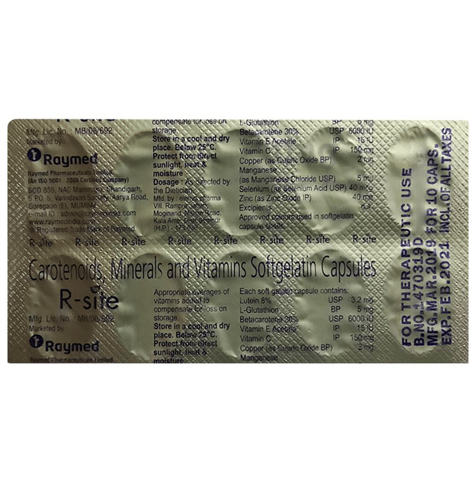 R Site Capsule: Buy strip of 10.0 capsules at best price in India | 1mg