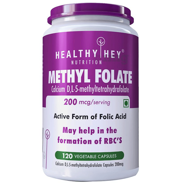 Healthy Hey Methyl Folate 200mcg Vegetable Capsule: Buy bottle of 120.0 ...