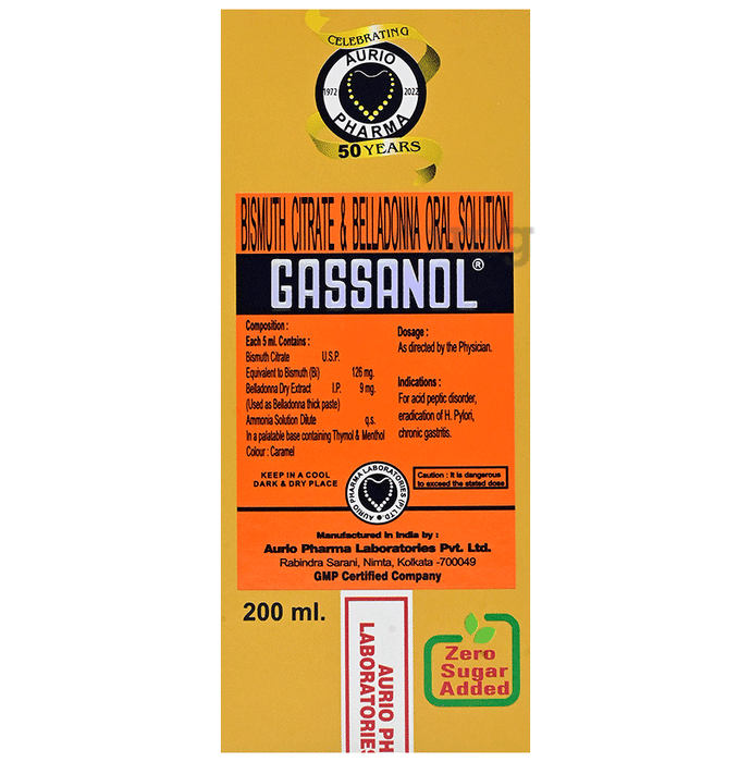Aurio Pharma Gassanol Oral Solution | Helps Relieve Gastritis, Mild ...