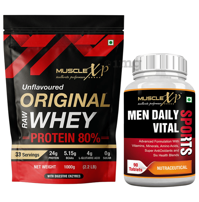 MuscleXP Combo Pack of Original Raw Whey Protein Unflavoured (1kg ...