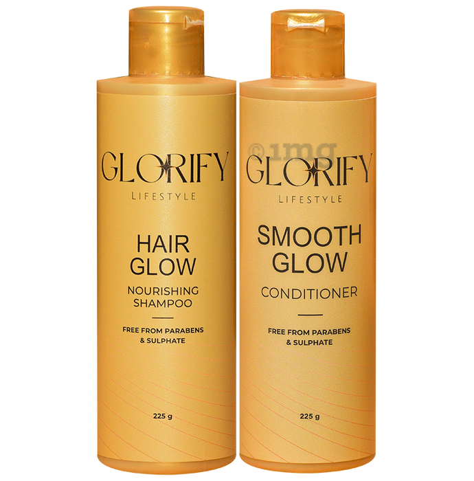 Glorify Lifestyle Combo Pack of Hair Glow Nourishing Shampoo & Smooth Glow Conditioner (225gm ...