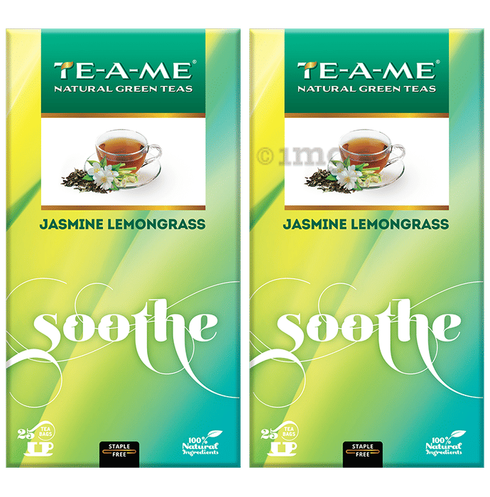 TE-A-ME Jasmine Lemongrass Soothe Green Tea Bags (25 Bags): Buy combo ...