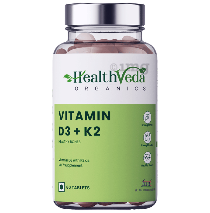 Health Veda Organics Vitamin D3 + K2 Healthy Bones Tablet: Buy bottle ...