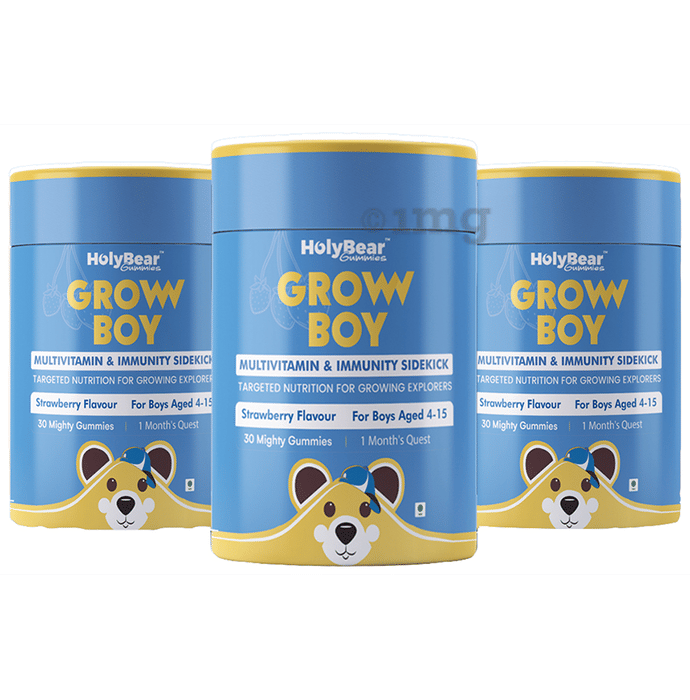 HolyBear Grow Boy Multivitamin & Immunity Gummies (30 Each) Strawberry: Buy combo pack of 3.0 ...