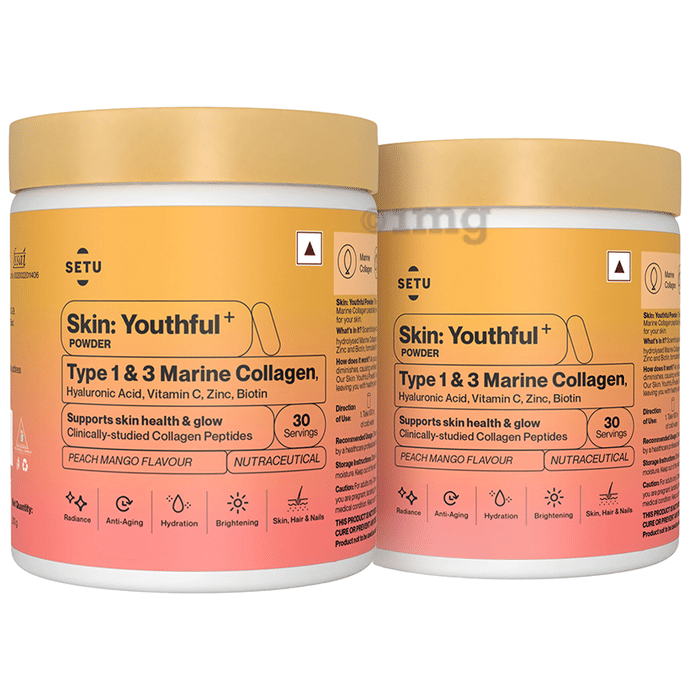 Setu Skin: Youthful+ Marine Collagen Powder (200gm Each) Peach Mango ...