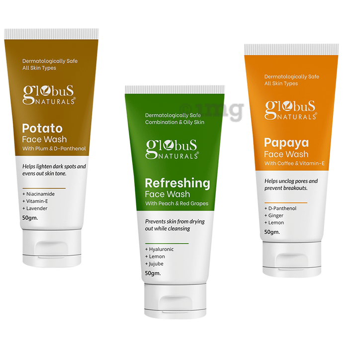 Globus Naturals Combo Pack of Potato Face Wash, Refreshing Face Wash ...