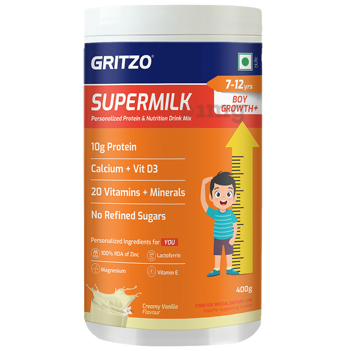 Gritzo SuperMilk Daily Nutrition 7-12 Yrs Boy Growth+ Vanilla: Buy jar ...